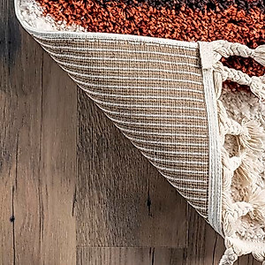 nuLOOM Kali Geometric 9x12 Shag Area Rug for Living Room Bedroom Dining Room Nursery Kitchen, Rust/Ivory