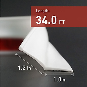 FOSLUOC Garage Door Seal Top and Sides Seal Strip White 34 FT Adhesive Backed Rubber Weather Stripping Replacement Weatherproofing Universal Sealing