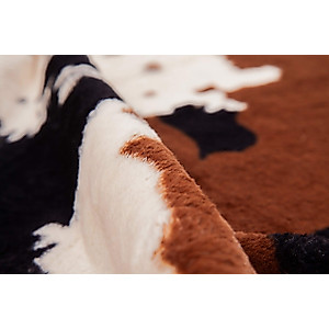 NativeSkins Faux Cowhide Rug (4.6ft x 5.2ft) - Cow Print Area Rug for a Western Boho Decor - Synthetic, Cruelty-Free Animal Hide Carpet with No-Slip Backing, Cow Print Rug