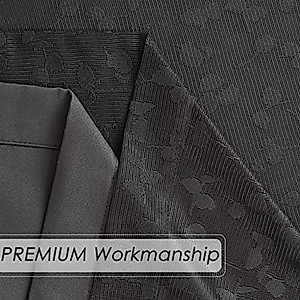 Jubilantex Full Blackout Curtains + Leaf Sheer Window Panels, Mix and Match Style Double Layer Window Treatment Sets for Bedroom Living Room, 4 Panels 52" W x 84" L, Black and Black