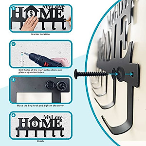 Key Holder for Wall Decorative Metal Key Rack, Simple and Creative Key Hooks, 13x5.7in is Very Suitable for Entrance Kitchen Hallway Office Key Hanger
