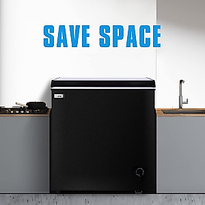 Deep Freezer Chest Freezer WANAI 5.0 Cubic Small Deep Freezer with Top Open Door and Removable Storage Basket, 7 Gears Temperature Control, Energy Saving, for Office Dorm or Apartment