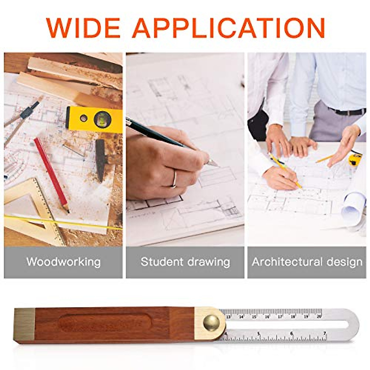 DOITOOL 1PCS 9 Inch Sliding T-Bevel Gauge Woodworking T Bevel Angle Finder with Hardwood Handle and Metric Marks