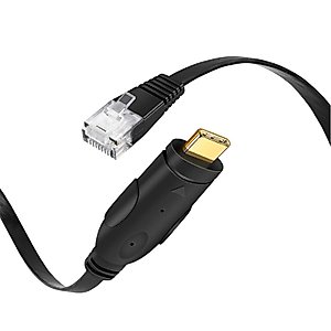 CableCreation USB C to RJ45 Console Cable 6 Feet USB Serial Adapter Compatible with Router, Cisco, NETGEAR, Windows, macOS, Linux, Black