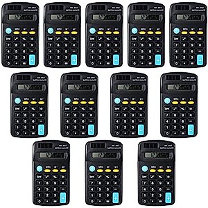 12 Pieces Pocket Size Mini Calculators Handheld Angled 8-Digit Display Calculator Basic Standard Calculators Small Accounting Desktop Calculator for Office School and Home