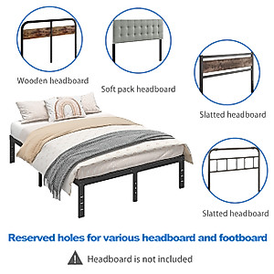 Woozuro Full Size Bed Frame, 12 Inch Heavy Duty Metal Platform Bed Frame No Box Spring Needed, Reinforced Steel Slats Support Mattress Foundation, Easy Assembly, Noise Free, Black