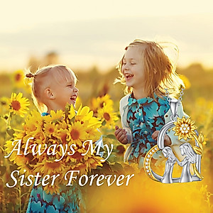 Sisters Birthday Gifts from Sister Sterling Silver Sunflower Heart Necklace Always My Sister Forever My Friend Female Friendship Jewelry