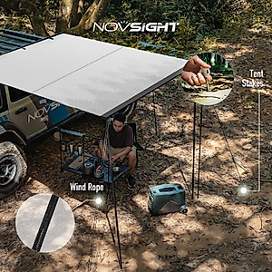 NOVSIGHT Vehicle Awning, Black Aluminium Rooftop Pullout Retractable Awning Side Awning for Jeep/SUV/Truck/Van, 6.6x8.2ft