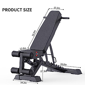 K KINGKANG Adjustable Weight Bench, 1100 LB Weight Capacity Heavy-duty Workout Bench, Extended Head, and Neck Protection Design, Foldable Flat/Incline/Decline Exercise Multi-Purpose Bench for Home Gym
