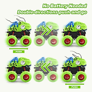 2pcs Toy Cars, Monster Trucks for Boys,Dinosaur Toys for Kids 3-5 Double-Directions Pull Back Race Car Gifts for Boys Girls Birthday Christmas