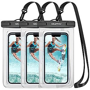 newppon Clear Waterproof Phone Pouch :3 Pack Universal Case Bag Holder for Android Samsung Galaxy S23 S21+ Ultra 5G S21 S20 FE S10 S10E C10 S9 Note 20 10 Edge Plus A72 A52 A03 Core M32 M22 for Beach