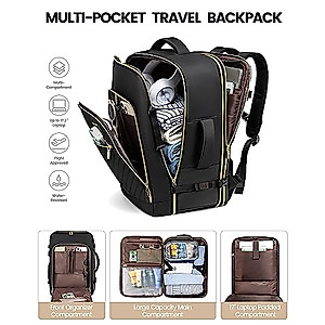 LOVEVOOK Travel Backpack,Carry On Backpack Flight Approved with Toiletry Bag,Expandable Large Laptop Backpack Women Waterproof Backpack Fit 17.3 Inch with USB Charging Port Shoes Compartment