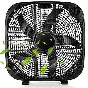 LDAILY 20" Box Fan with 3 Speed Settings, Window Fan for Full Force Air Circulation w/Control Knob, Portable Handle, Feet, Safety Fences & Cord Storage, ETL Listed Floor Fan for Home Office Tool Shed