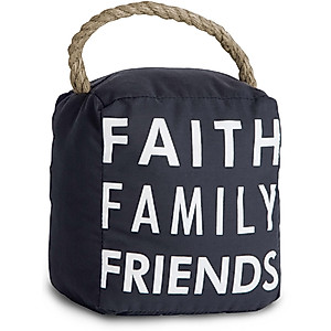 Pavilion - Open Door Decor 5" x 6" Navy Door Stopper "Faith Family Friends"