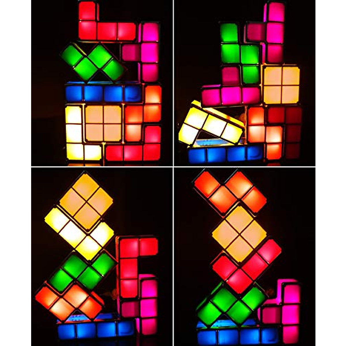 Bitopbi 7 PCS Stackable Night Light 3D Puzzles Toy 7 Colors Magic Blocks Induction Interlocking LED Novelty Desk Lamp Lighting DIY for Teens and Adults Home Deco Great Gift for Birthday