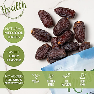 NUTS U.S. - Natural Medjool Dates | Grown In California Desert | Juicy and Sweet | No Added Sugar and Preservatives | Chewy Texture and No Ugly Dates | All Natural Dates!!! (2 LBS)