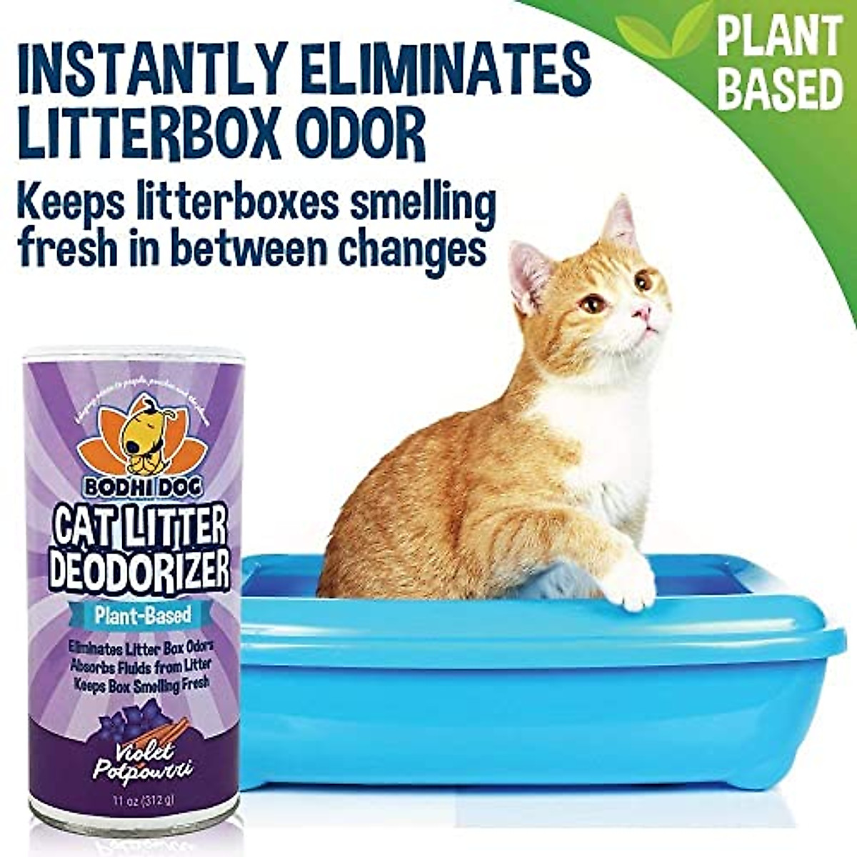 Bodhi Dog Natural Cat Litter Box Odor Eliminator – Best Litter Deodorizer for Strong Urine Odor – Fewer Cat Box Changes – Safe for Kitty Boxes - Violet Potpourri Scent