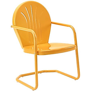 Crosley Furniture Griffith Outdoor Chair, Retro Metal Patio Chairs for Dining, Porch, Deck, Balcony, Tangerine