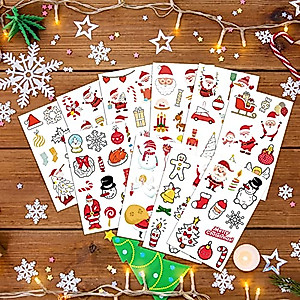 Qpout 10 Sheets Christmas Temporary Tattoos Luminous Christmas Tattoos Stickers Stocking Gift Stuffers for Kids Girls Boys Xmas Eve Christmas Party Favors Supplies Decorations