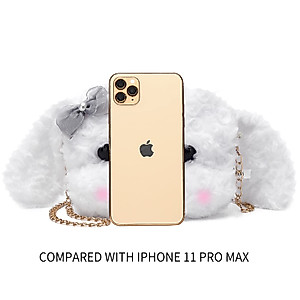 Kawaii Frog Purse for Women, Cute Lolita Anime Plush Purse for Women, Soft Fluffy Frog Crossbody Bag With Chain Strap (Green)