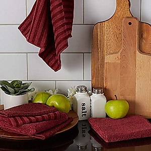 DII Microfiber Multi Purpose Cloths for Dishes, Stainless Steel and Glass for Cleaning, Drying and Polishing,12x12 (Set of 6) - Wine