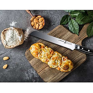 WALLOP Bread Knife 9 inch, Serrated Kitchen Slicing Knife - German High Carbon Stainless Steel, Full Tang Pakkawood Handle, Gift Box Included Black Hawk Series