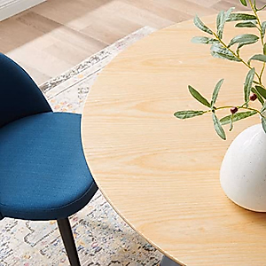 Modway Lippa Round Wood Grain 47" Dining Table, Black Natural