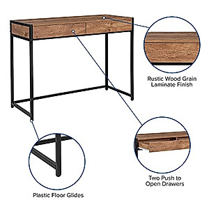Flash Furniture NAN-JN-28102D-GG Rustic Wood Grain Finish Cumberland Collection Computer Desk, One Size