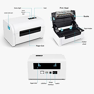 XXXDXDP Thermal Label Printer for 4x6 Shipping Package Label Maker 160mm/s High Speed Thermal Sticker Printer Max.110mm Paper Width