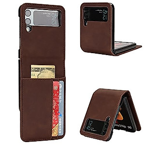 NVYRO Leather Fashion Phone Bag Case for Samsung Galaxy Z Flip 4 Flip4 Flip3 Flip 3 5G Card Holder Protective Cover,Blue,for Samsung Z Flip 3