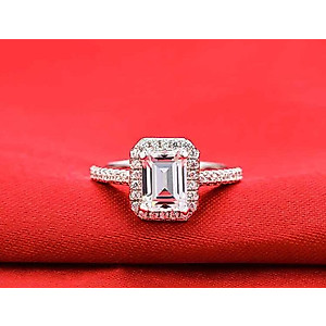 Tenfit Jewelry Women's Ring 18k Gold Plated Square Cubic Zircon Engagement Ring 118,Size:7