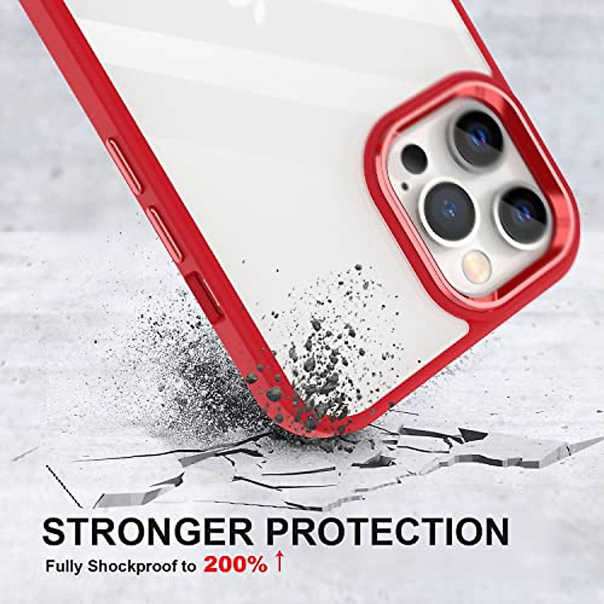 DOB SECHS Phone Case for iPhone 12 with Strap, Crossbody Phone Case for iPhone 12 Pro, Clear Hard Acrylic PC Cover Slim Case Neck Lanyard Phone Case for Women, Adjustable Detachable Strap, Red
