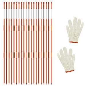 20Pcs Driveway Markers,4Ft Driveway Reflective Poles, Orange Fiberglass Snow Stakes with Reflective Tape for Easy Visibility at Night for Parking Lots, Walkways and Garages Ski Slopes Road (20)