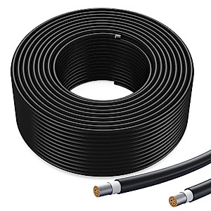Bateria Power Solar Panel Cable 100FT Solar Extension Cable, 10AWG (6mm²) Tinned Copper Wire for Outdoor Automotive RV Boat Marine Solar Panel- Black (10AWG 100FT)