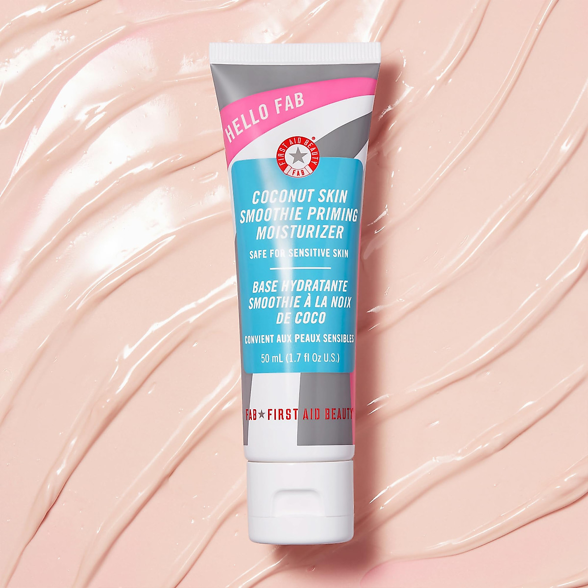 First Aid Beauty Hello FAB Coconut Skin Smoothie Priming Moisturizer, 2-in-1 Moisturizer and Makeup Primer 1.7 Oz.
