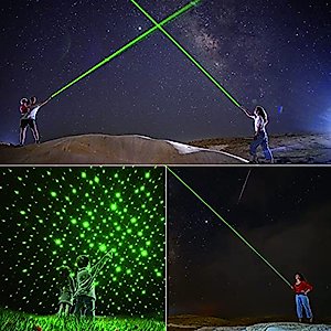 IVVTRYI Green Laser Pointer, Long-Range high-Power Laser Pointer, Adjustable Mode, 2000 Meters Handheld Laser Pointer, Suitable for Camping, Hiking, Emergency, USB Charging