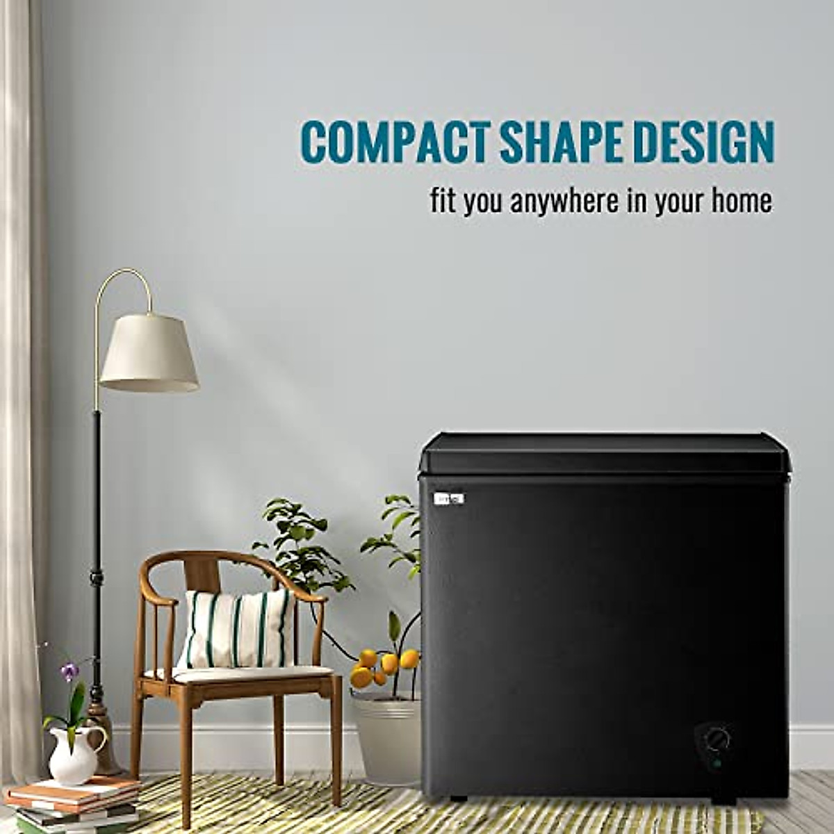 Deep Freezer Small Chest Freezer 5.0 Cu.Ft Mini Chest Freezer with 7 Temperature Settings, Compact Deep Freezer with Top Open Door, Adjustable Storage Basket, Low Noise, Energy Saving,Black