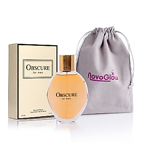 NovoGlow Obscure for Men Perfume, Eau de Toilette Spray for Men, 3.4 oz, Passionate. Powerful. Intense with a Pouch Included