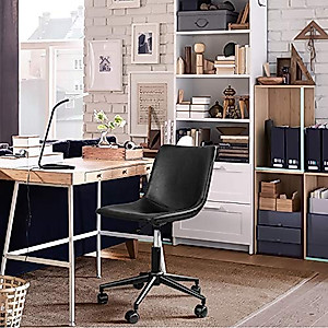 Homall Mid Back Office Chair PU Leather Computer Desk Chair Adjustable Swivel Task Chair Armless (Black)