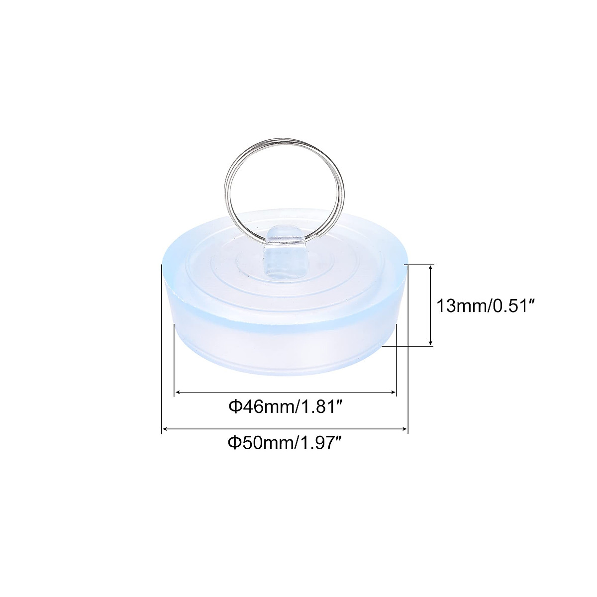 uxcell Rubber Sink Plug, 5pcs Clear Drain Stopper Fit 1-7/8" to 1-15/16" Drain with Hanging Ring for Bathtub Kitchen and Bathroom