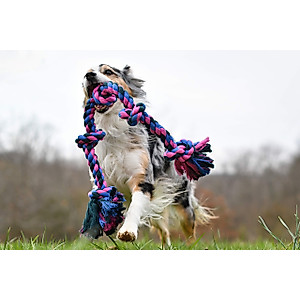 Mammoth Flossy Chews Rope Tug – Premium Cotton-Poly Tug Toy for Dogs – Interactive Rope Toy (Colors May Vary)