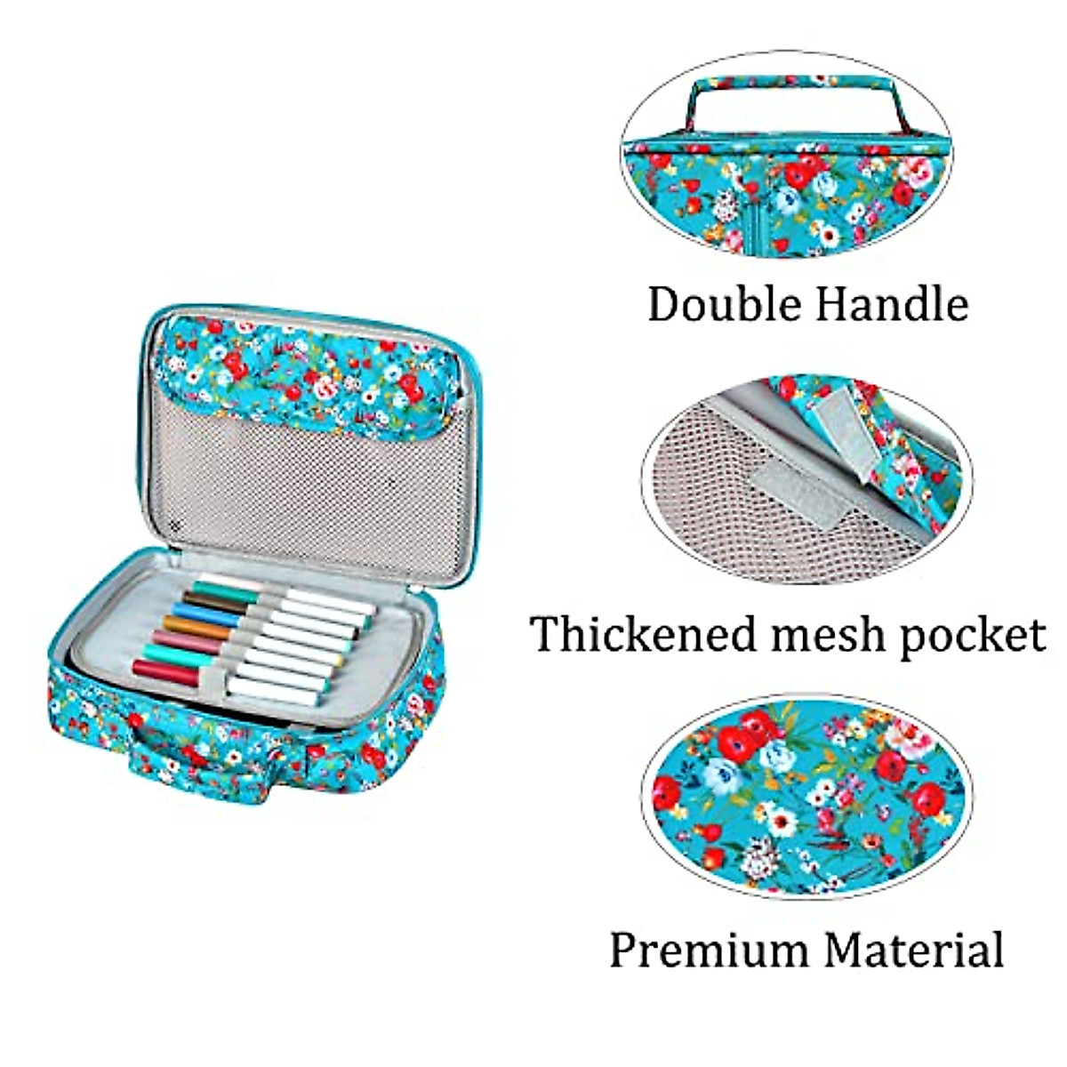 Carrying Bible Bag, Bible Cover for Women, Case Men, Bible Bag with Removable Pen Slots, Durable Zipper Bible Bag Carrying Case with Handle (Green- Flower)