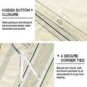 PHF 100% Cotton Tufted Duvet Cover Set King Size, 3pcs Boho Textured Jacquard Comforter Cover Set, Yarn-Dyed Decorative Duvet Cover with Pillow Shams Bedding Collection, 106"x 92", Ivory & Yellow