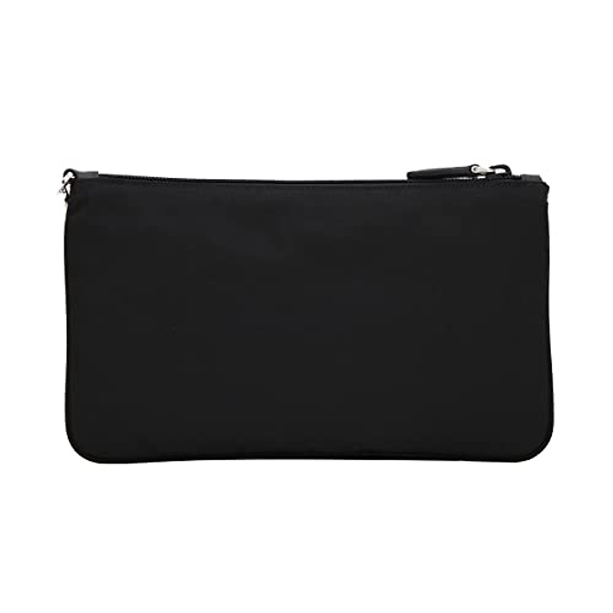 Prada Black Tessuto Nylon Pouch Case Clutch w Silver Prada Logo 1NH545, Small