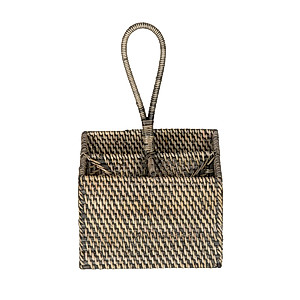 KOUBOO Laguna Rattan Bottle Caddy – Decorative Basket for Organizer Kitchen Utensils, Silverware – Boho Home Decor & Storage Solution for Dining Table, Pantry, Countertop, Black Wash