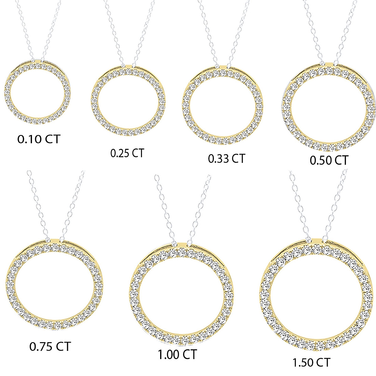 Dazzlingrock Collection Round White Diamond Circle Pendant for Women with 18 inch Silver Chain (0.33 Ctw) in 14K Yellow Gold