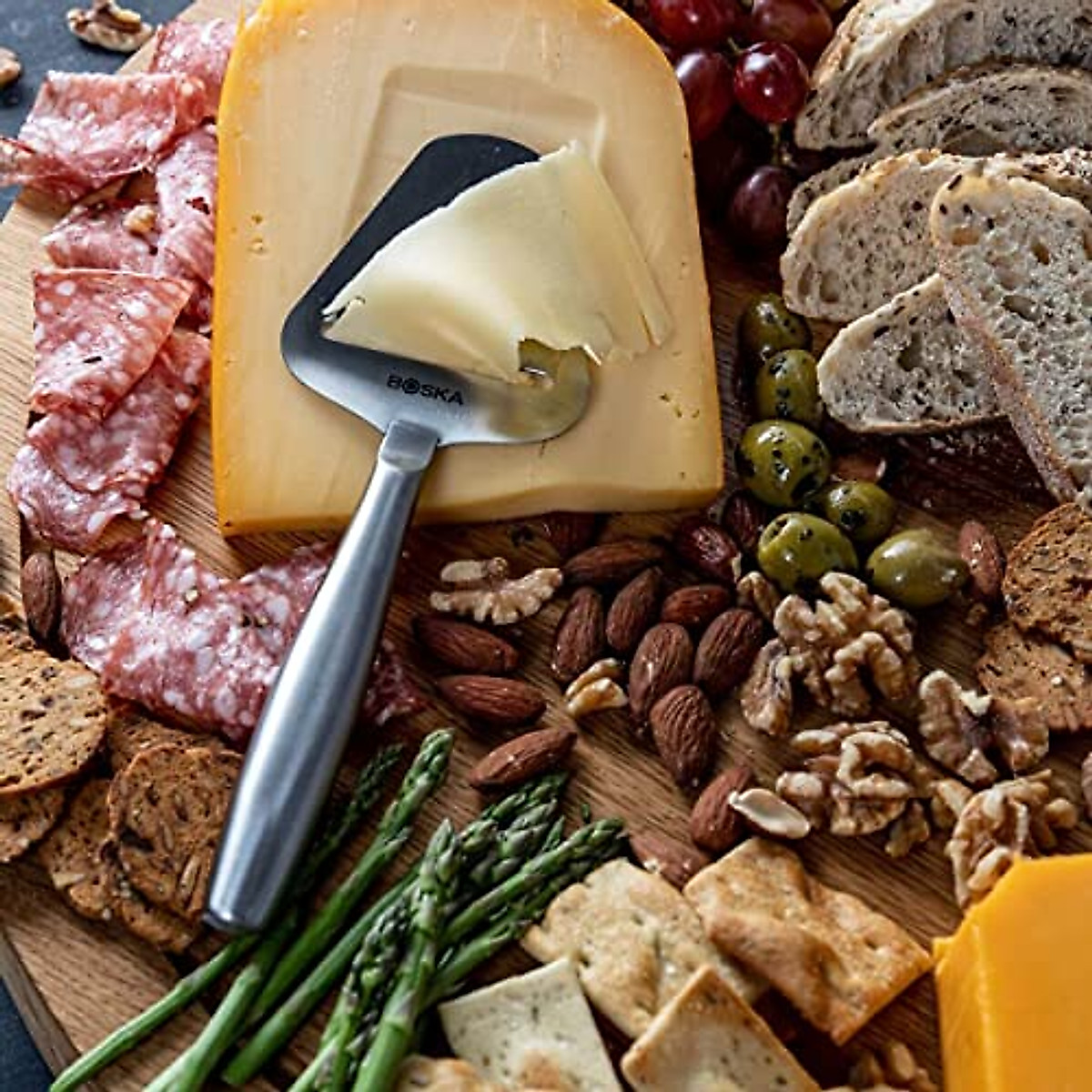 BOSKA Stainless Steel Cheese Slicer - Copenhagen For All Types of Cheese - Multi-Functional Cheese Slicer - Handheld Slicer - Silver Non-Stick - Dishwasher Safe - For Kitchen Cooking