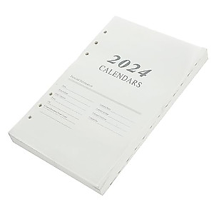 NUOBESTY 2pcs 2024 English Agenda Book inside Page A5 Pocket Notebook Pocket Notepad Daily Planner 2023-2024 Daily Planner 2024 Blank Notebook White Accessories Office Portable Paper