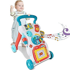Hiitytin Sit-to-Stand Learning Walker, Baby Push Walkers and Activity Center, Walker Push Toy with Wheels for Babies 6-12 Months, Baby Walking & Music Learning Toy Gift for Infant Boy Girl 1-3