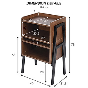 FairyHover Bedside Table Wood Side End Table Storage Unit for Bedroom Living Room Furniture Nightstand with Open Storage B,46 * 32 * 53CM